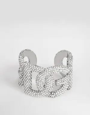 Dolce & Gabbana Rhinestone Bracelet With Logo - Silver