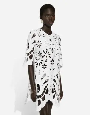 Dolce & Gabbana Cotton Poplin Midi Dress With Cut-out Detailing