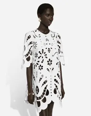 Dolce & Gabbana Cotton Poplin Midi Dress With Cut-out Detailing