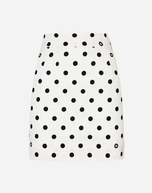 Dolce & Gabbana Short Polka-dot Charmeuse Skirt
