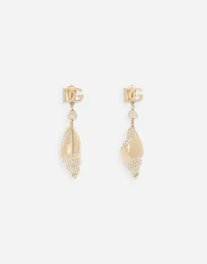 Dolce & Gabbana Rhinestone Shell Earrings - Gold