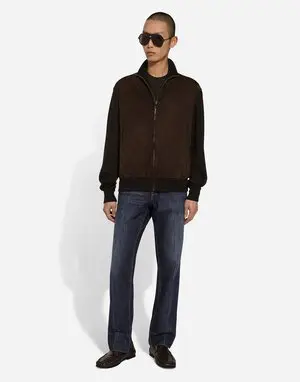 Dolce & Gabbana High-necked Leather And Wool Jacket