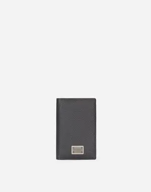 Dolce & Gabbana Dauphine-print Calfskin Bifold Card Holder Grey