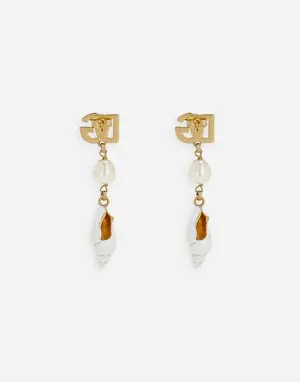 Dolce & Gabbana Dg Logo Shell Earrings - Gold