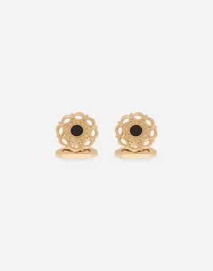 Dolce & Gabbana Floral Enameled Cufflinks - Gold