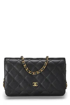 Chanel Caviar Classic Quilted Wallet On Chain - Black