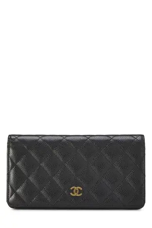 Chanel Quilted Caviar Classic Long Yen Wallet - Black