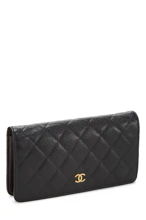 Chanel Quilted Caviar Classic Long Yen Wallet - Black