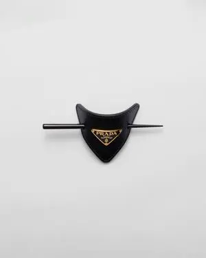 Prada Leather Hair Clip - Black