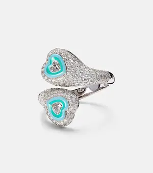 KAMYEN Gemini Heart 18kt White Gold Pinky Ring With Diamonds - Silver