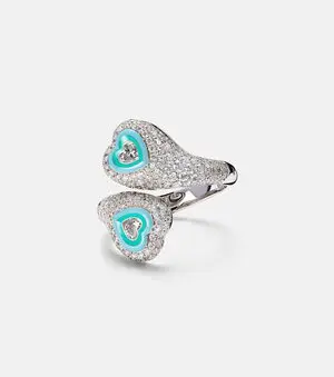 KAMYEN Gemini Heart 18kt White Gold Pinky Ring With Diamonds - Silver