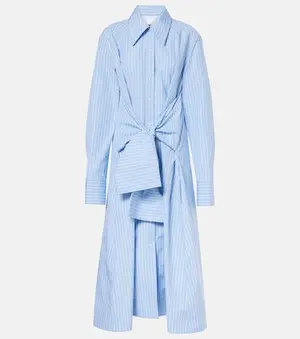 JIL SANDER Pinstripe Cotton Shirt Dress