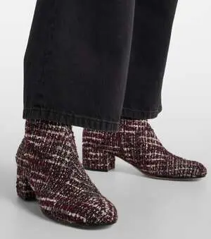 GIANVITO ROSSI 45 Bouclé Ankle Boots - Red
