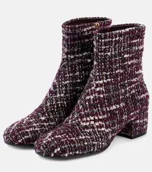 GIANVITO ROSSI 45 Bouclé Ankle Boots - Red
