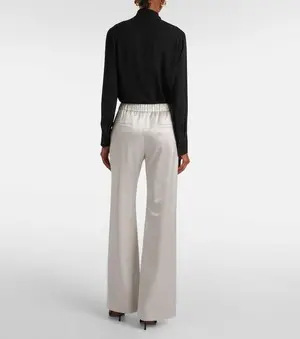 Valentino Garavani Silk Satin Wide-leg Pants - Grey