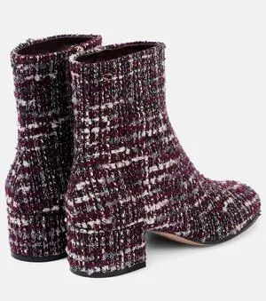 GIANVITO ROSSI 45 Bouclé Ankle Boots - Red