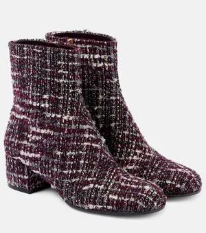 GIANVITO ROSSI 45 Bouclé Ankle Boots - Red