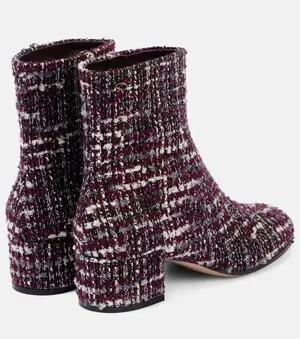 GIANVITO ROSSI 45 Bouclé Ankle Boots - Red