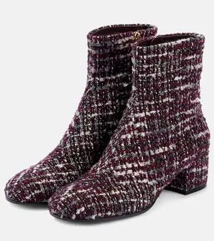 GIANVITO ROSSI 45 Bouclé Ankle Boots - Red