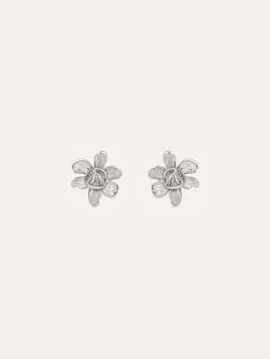 Oscar De La Renta Small O Flower Stud Earrings - Silver