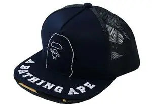 A BATHING APE Double Visor Mesh Snapback Cap - Navy Blue