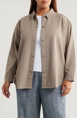 Eileen Fisher Classic Collar Organic Cotton Shirt Jacket