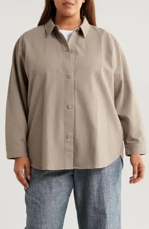 Eileen Fisher Classic Collar Organic Cotton Shirt Jacket