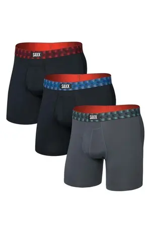 SAXX Assorted 3-pack Multi-sport Mesh Performance Boxer Briefs - Red/mint/blue Jagged Wb