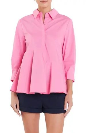 English Factory Peplum Shirt - Pink