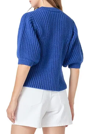 English Factory Elbow Sleeve Crewneck Sweater - Blue