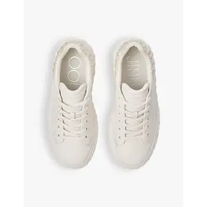 JIMMY CHOO Diamond Maxi Faux Pearl-embellished Leather Low-top Trainers - X Latte Mix
