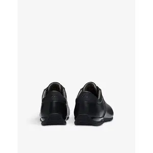 BOSS Logo-embossed Lace-up Leather Low-top Trainers - Black