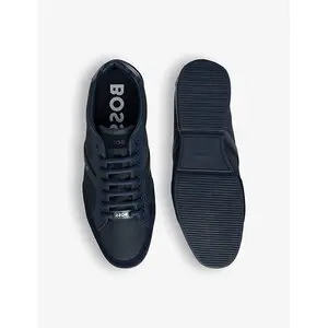 BOSS Logo Badge Lace-up Woven Trainers - Dark Blue