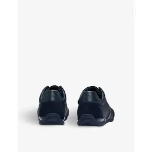 BOSS Logo Badge Lace-up Woven Trainers - Dark Blue