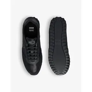 BOSS Logo-embossed Mesh And Suede Low-top Trainers - Black