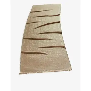 BVLGARI Lettere Maxi Logo-print Metallic Silk And Wool-blend Stole - Gold
