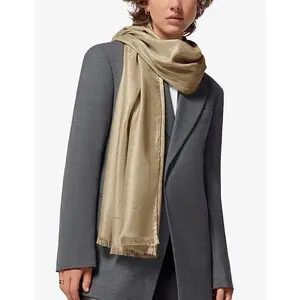 BVLGARI Lettere Maxi Logo-print Metallic Silk And Wool-blend Stole - Gold