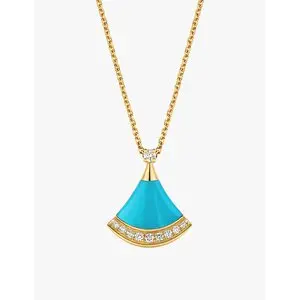 BVLGARI Divas' Dream 18ct Diamond And Turquoise Pendant Necklace - Yellow Gold