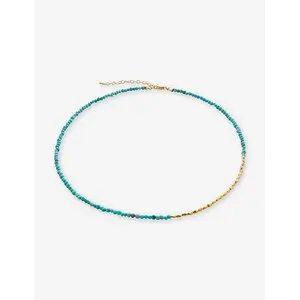 Monica Vinader Mini Nugget Turquoise Beaded Necklace - Yellow Gold