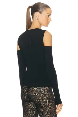 Alexander McQueen Slashed Rib Knit Long Sleeve Top