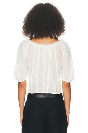 HELSA Voile Peasant Blouse - Ivory