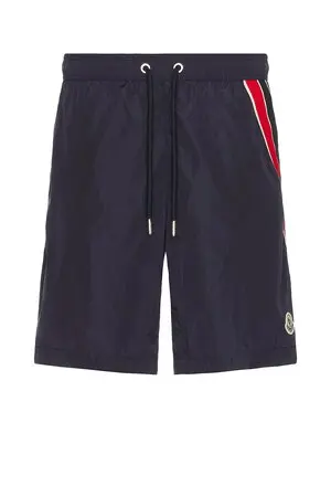 Moncler Swim Short In Black - Navy
