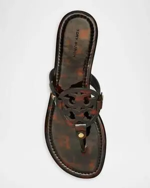 Tory Burch Tory Burch Tortoise-Print Leather Miller Sandals Tortoise