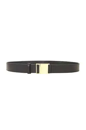 Saint Laurent Leather Belt With Gold-tone Buckle - Nero