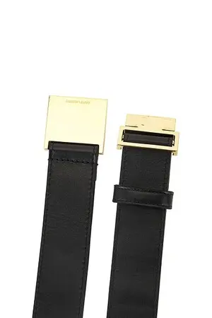 Saint Laurent Leather Belt With Gold-tone Buckle