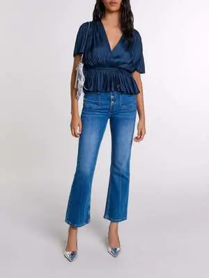 Maje Pleated Top - Navy
