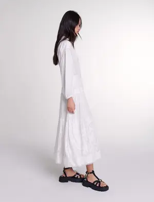 maje cotton patchwork maxi dress Striped patchwork dress Blue For Women