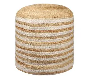OX BAY TRADING CO. Ox Bay Farmhouse Striped Indoor Hand-made Pouf Ttoman - One-color