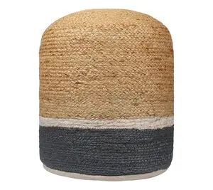 OX BAY TRADING CO. Ox Bay Color Block Striped Indoor Hand-made Pou F Ottoman - One-color
