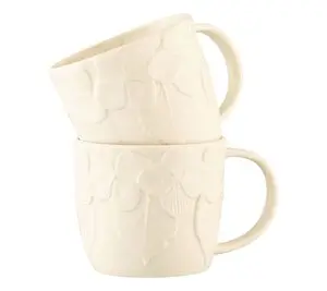 BELLEEK Pottery Set Of 2 Hydrangea Mugs - One-color